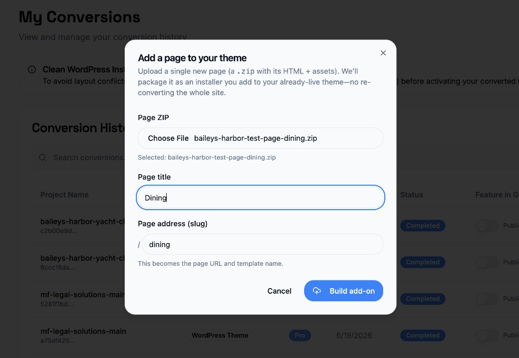How to Add Pages and Sections to a Converted WordPress Theme ...